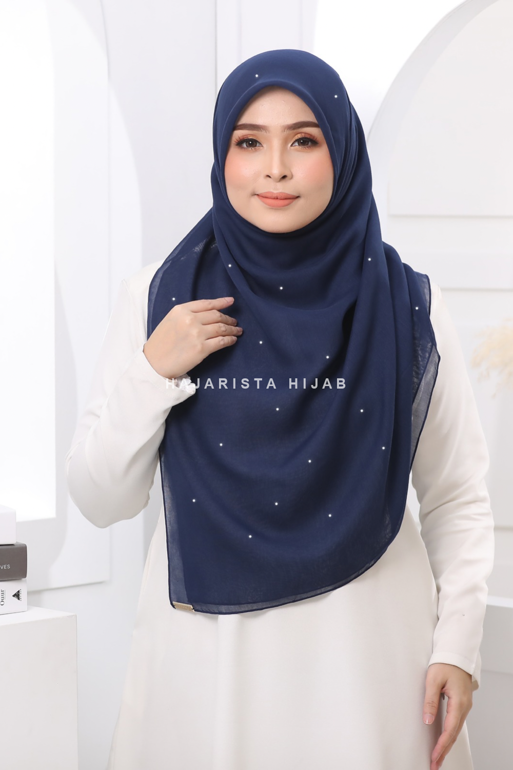 BAWAL COTTON VOILE BATU TABUR (B50) NAVY BLUE